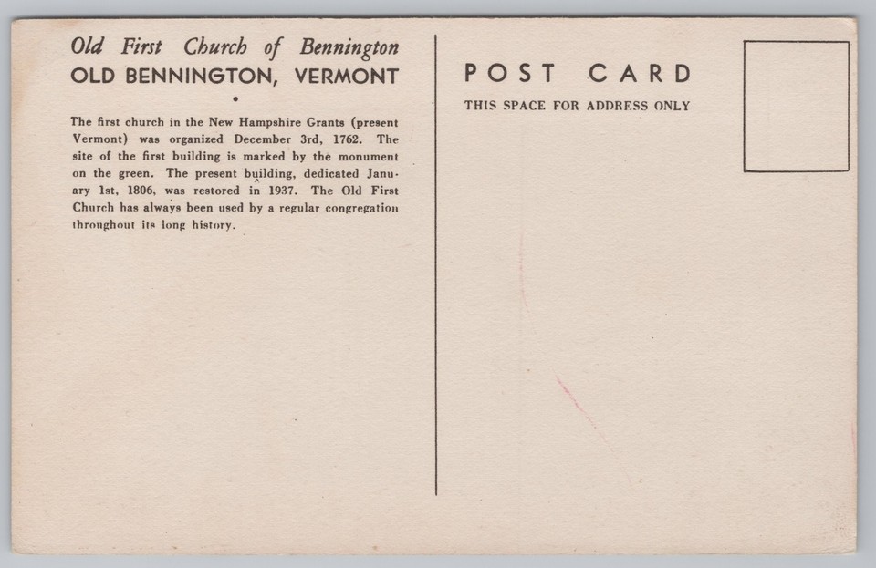 Church & Religious~Old Bennington VT~Old First Church Interior~Vintage ...