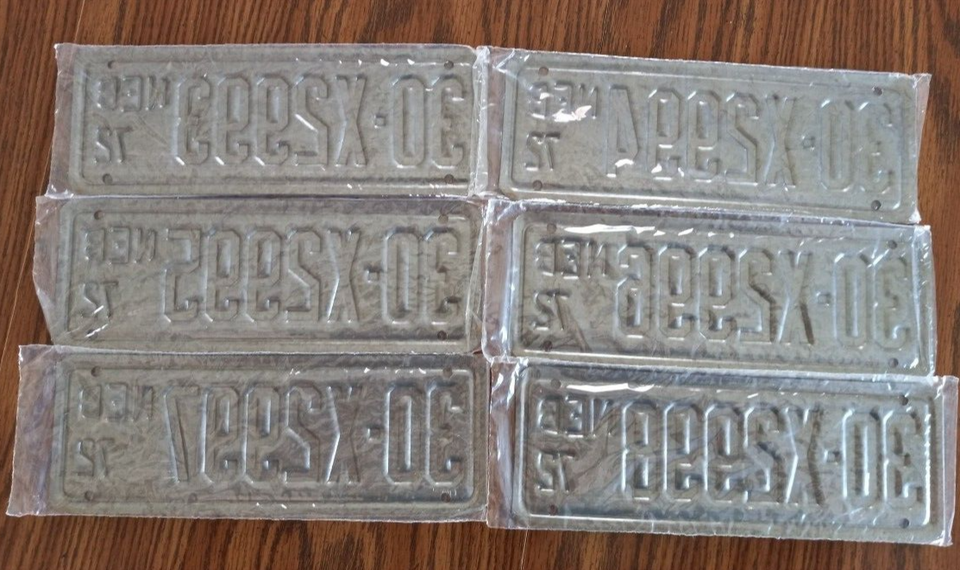 6 Consecutive Numbered Nebraska 1972 Clay County Trailer License Plates ...