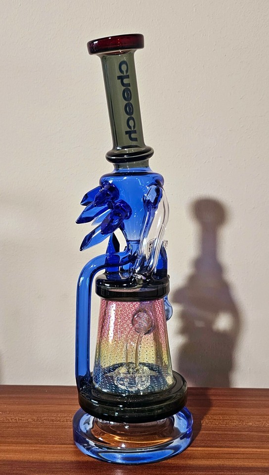 CHEECH Glass blue Recycling Crystals 12" glass water bong pipe hookah ...