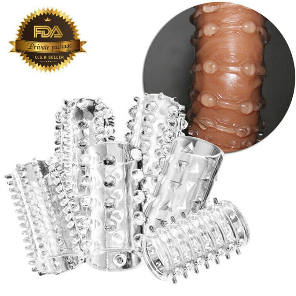 6PCS Silicone Penis Sleeve Extension Enhancer Extender Enlarger ...