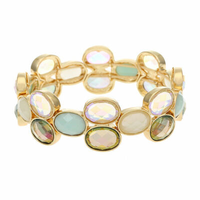 Gloria Vanderbilt Ladies Stretch Bracelet Color Stones Gold Tone 7.5 ...