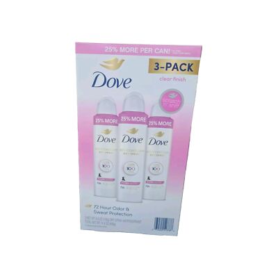 3 Pack Clear Finish, Dove DRY SPRAY ANTIPERSPIRANT. NET WT 4.8 Oz(136g ...