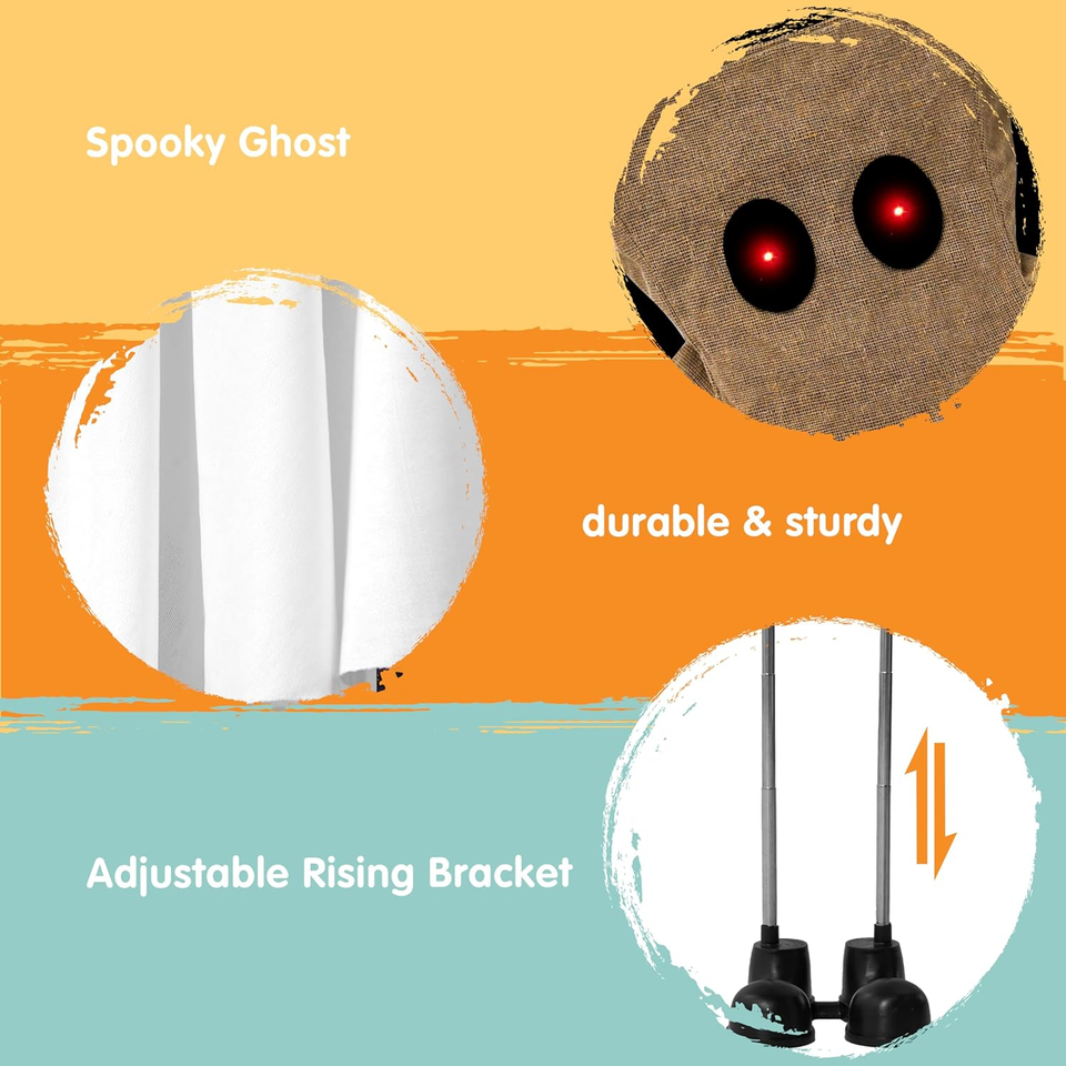 34.6" Halloween Decorations Outdoor Ghost Animated Standing White Sheet ...