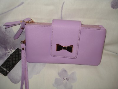 MASSINI FAUX LEATHER BOW WRISTLET CLUTCH PURSE AUTHENTIC NWT CUTE SUPER ...