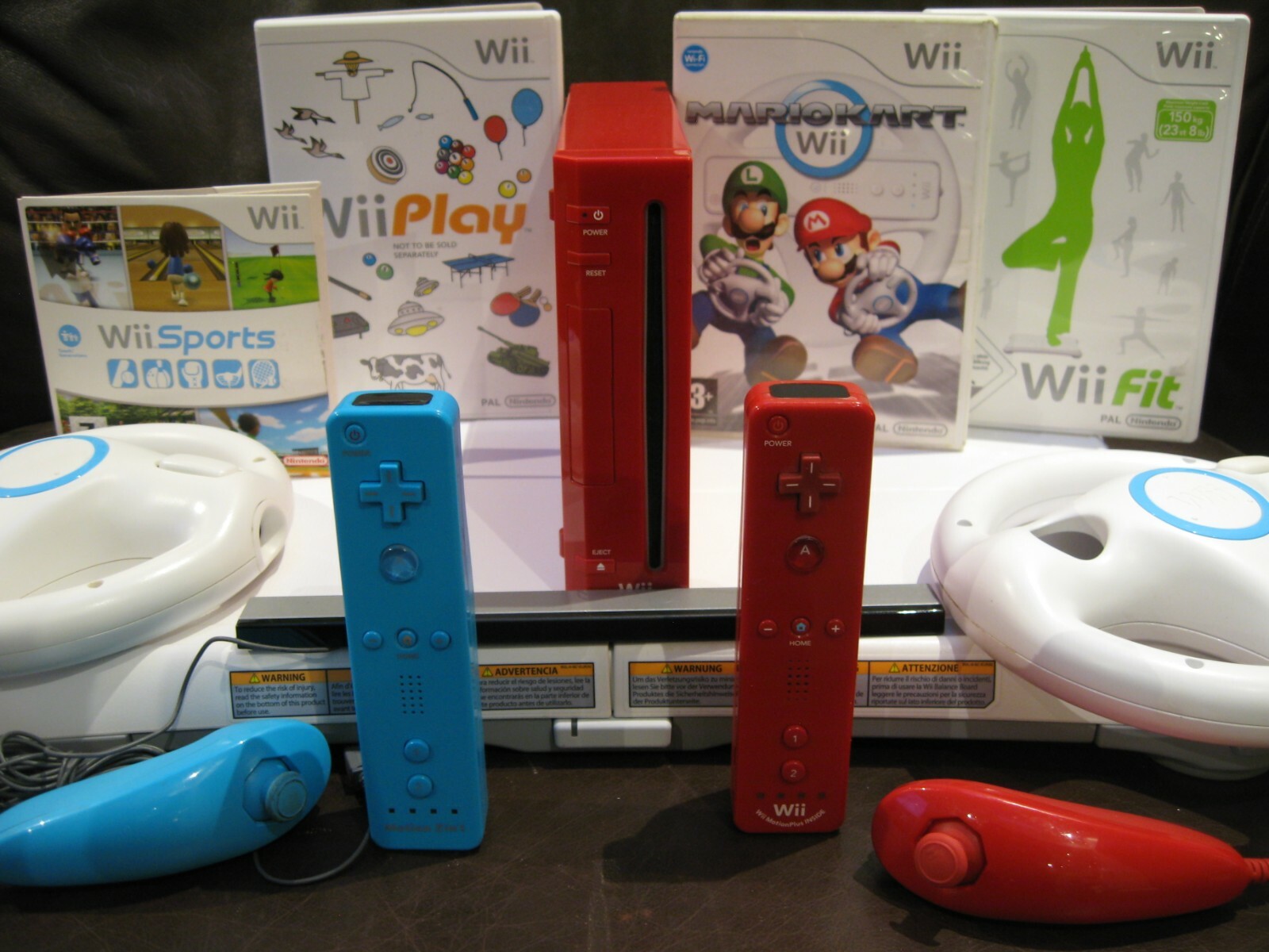 Nintendo Wii Console + Games + Mario Kart 2 Remotes +Wii Fit Board ...