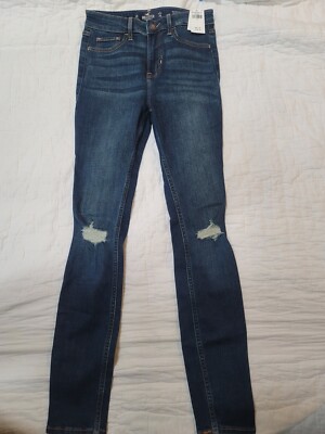 Hollister high Rise Super Skinny Classic Stretch Denim Jean Size 0S ...