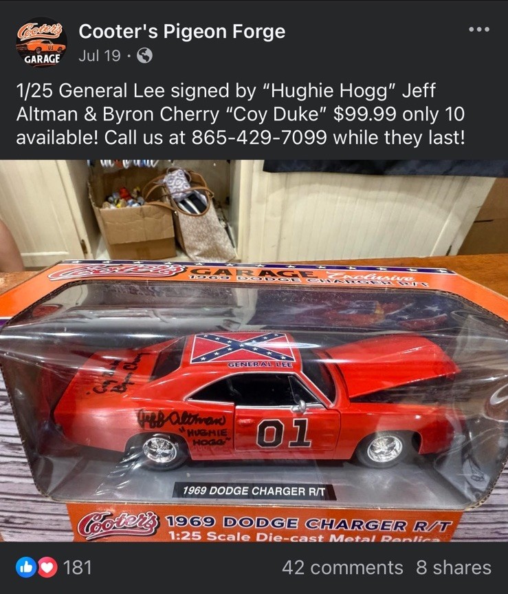 Cooter Garage Signed General Lee Byron Cherry & Jeff Altman The Dukes ...