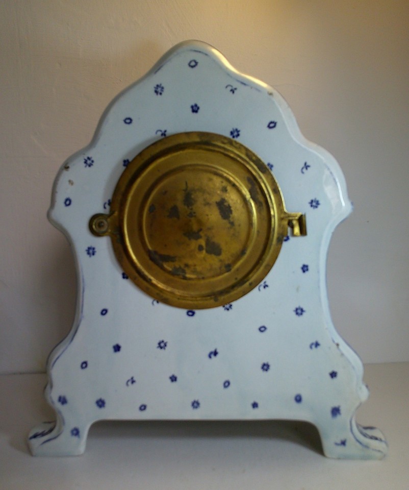 Antique Royal Bonn Porcelain " Delft " Mantle Clock , Late 19th - Early ...