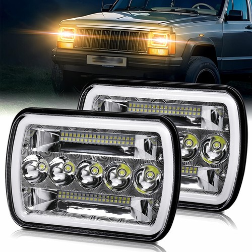 Pair 5X7" LED Headlights Hi/Lo Beam DRL For Nissan Pickup Hardbody D21 ...