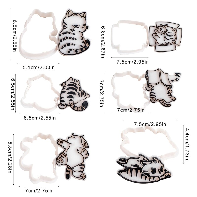 6Piece Creative Cats Cookie Cutters Set for Creating Lovely Cats Shape ...