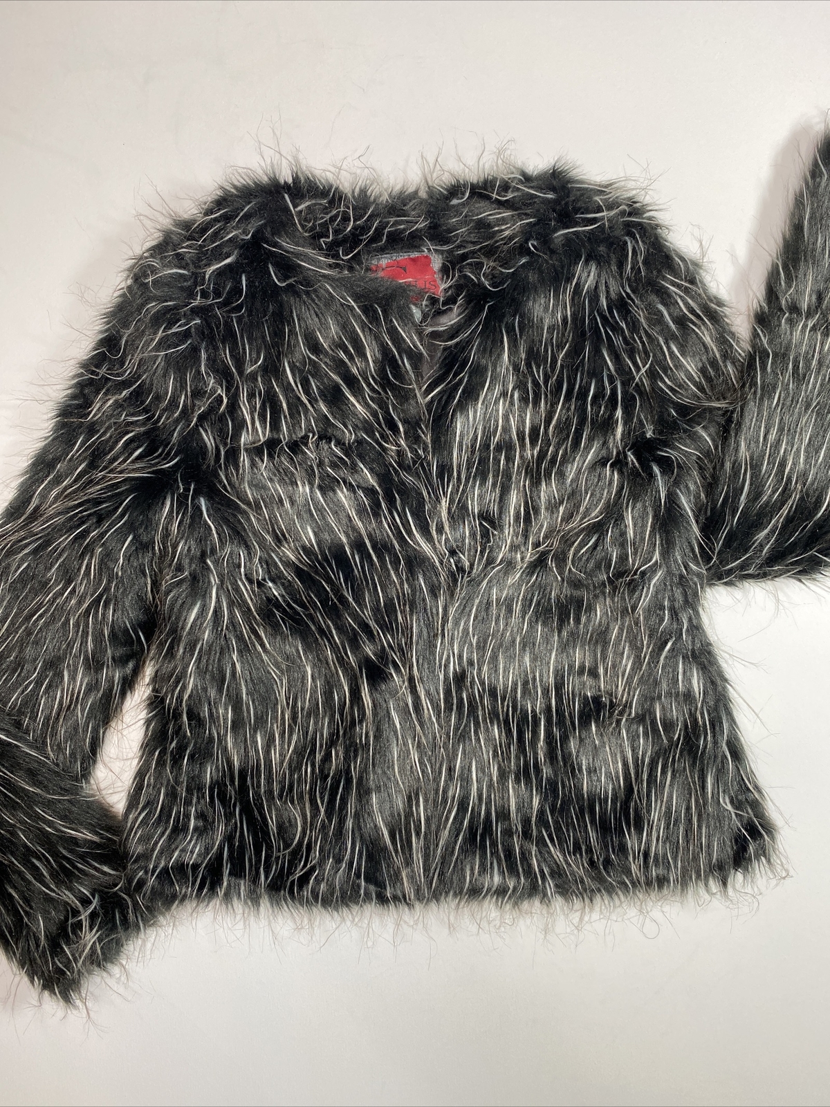 Celsius Premium Black White Faux Fur Jacket Coat Sz XL - Gem