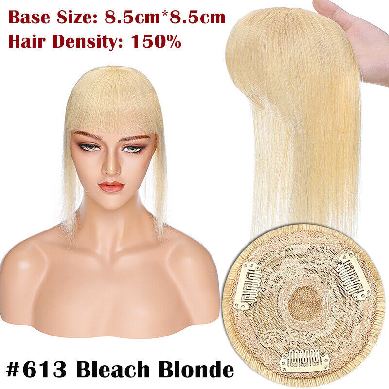 Natural Topper Hairpiece Clip In REMY 100% Human Hair Silk Base Toupee ...