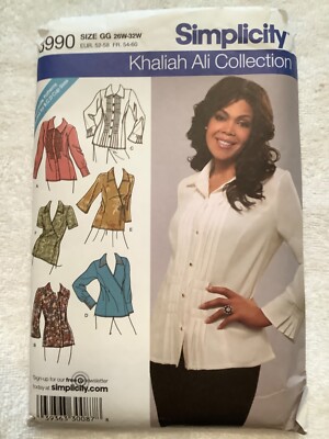 Simplicity Sewing Pattern KHALIAH ALI COLLECTION WOMENS SHIRTS GG 26W ...