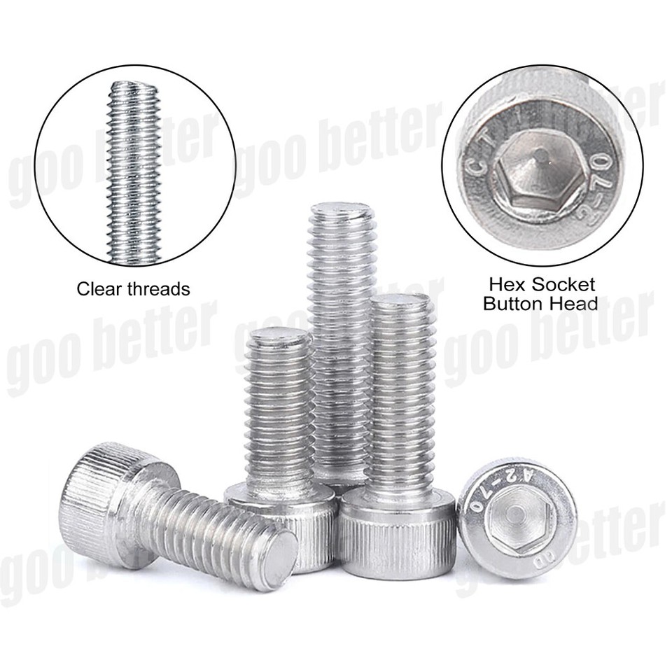 500x Socket Cap Head Hex Bolts and Nuts Assorted Set Stainless Steel ...
