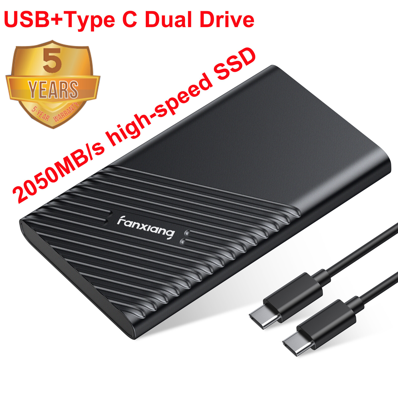 Fanxiang 2TB 1TB Portable SSD USB Type-C Dual External Hard Drive ...