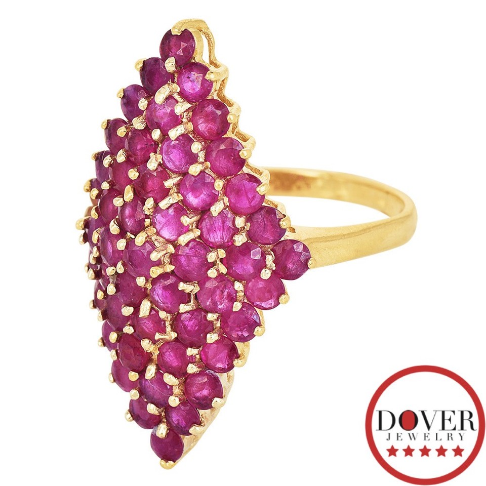 Samuel Aaron 3.43ct Ruby 14K Yellow Gold Navette Cocktail Ring 5.9 ...