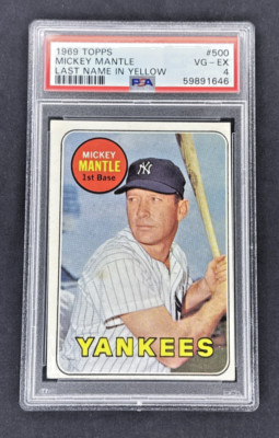 1969 Topps #500 Mickey Mantle New York Yankees HOF PSA 4 VG-EX | eBay