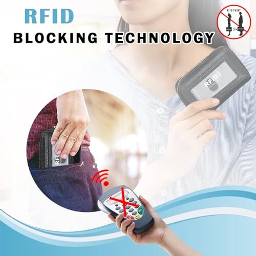 imeetu RFID Credit Card Holder Wallet with Keychain & ID Window Small Leather... | eBay