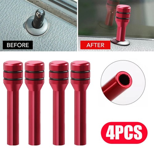 4x Red Aluminum Car Door Lock Knob Pins Vehicle Truck Auto Interior ...