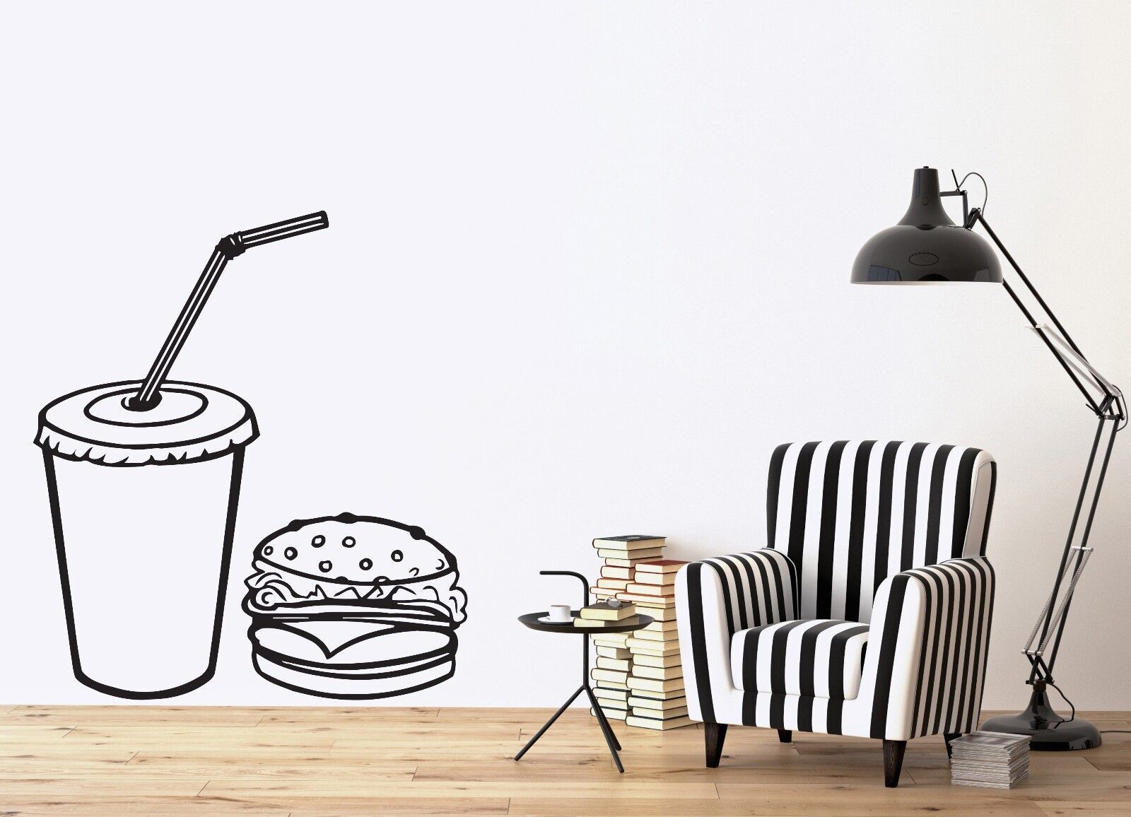 Wall Vinyl Sticker Fast Food Rapid Delicious Cola Hamburger Cutlet ...