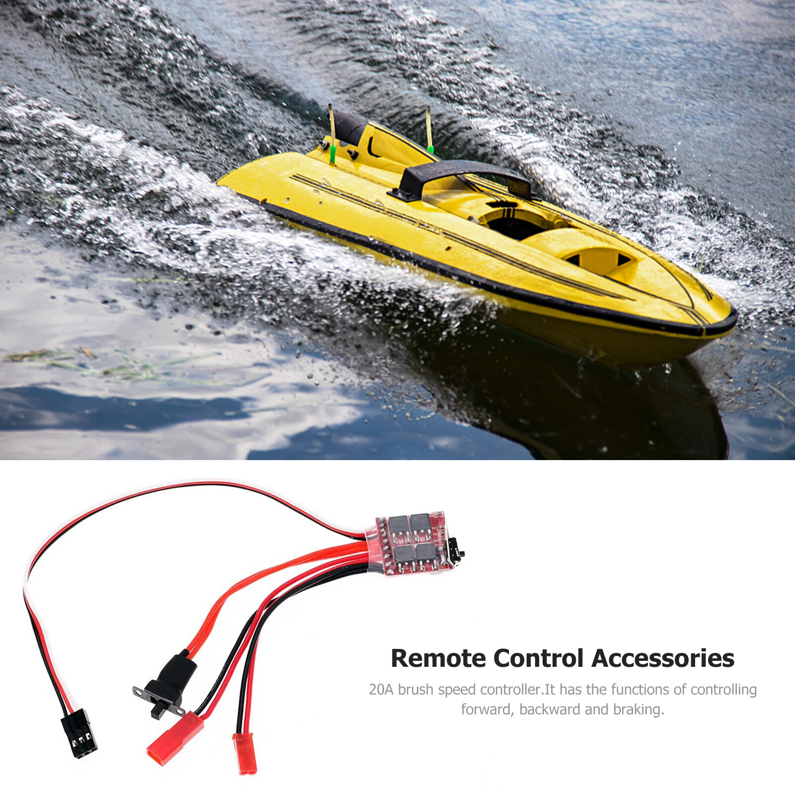 2KHz 20A 3-9.4V Brushed ESC Electronic Motor Speed Controller for RC ...