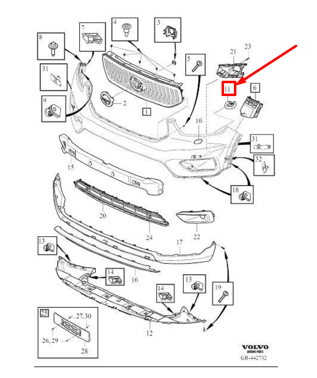 VOLVO XC40 Front Right Bumper Bracket 31449363 NEW GENUINE | eBay