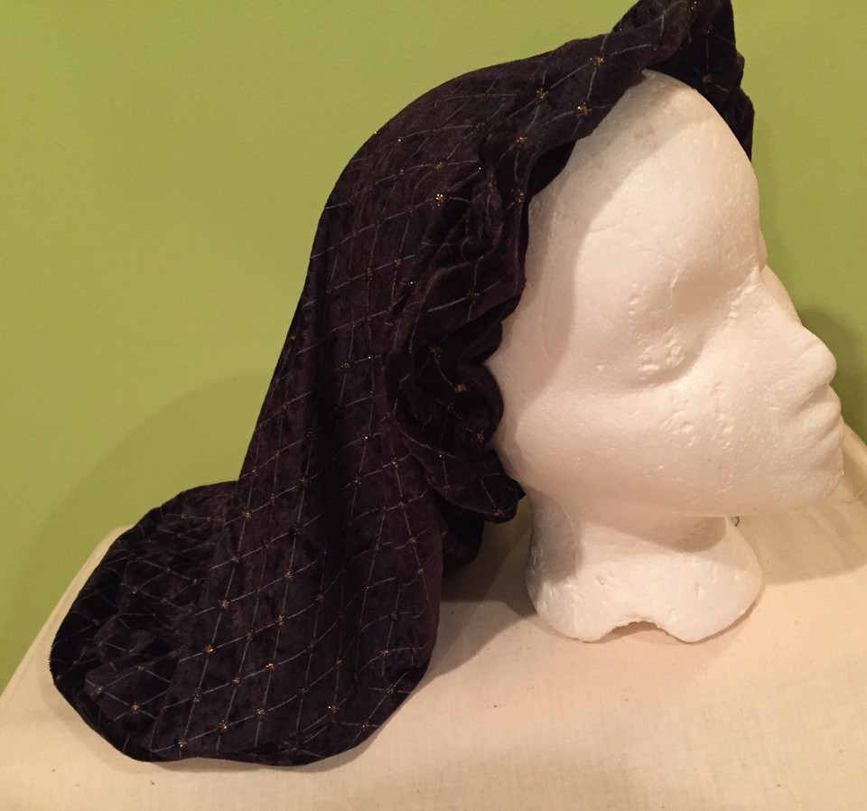 LADIES PEASANT SNOOD RENAISSANCE MEDIEVAL COSTUME HAT-BLACK DIAMOND ...