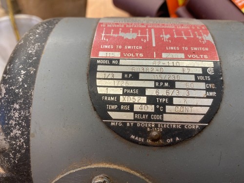 Vintage 24" Delta Rockwell 40-440 Scroll Saw Motor 62-110. 1/3HP 115/ ...