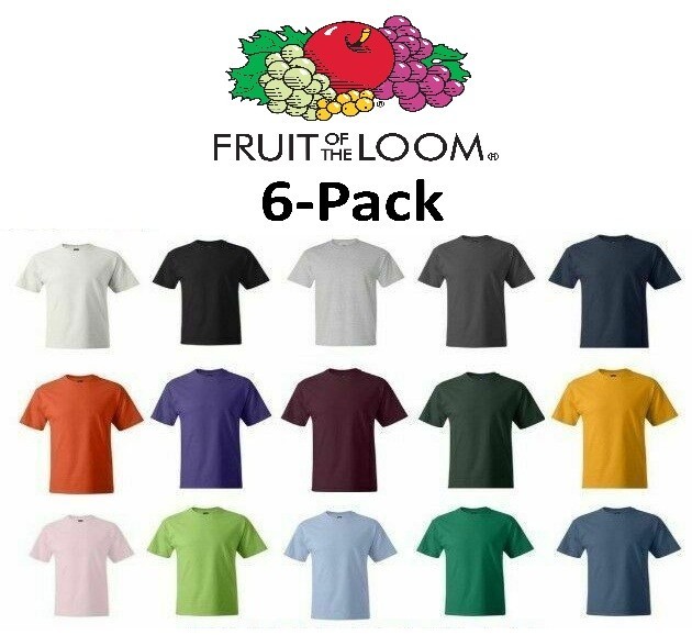 Fruit of the Loom Men's 6 PK Iconic T-Shirts - Assorted Colors Size S ...