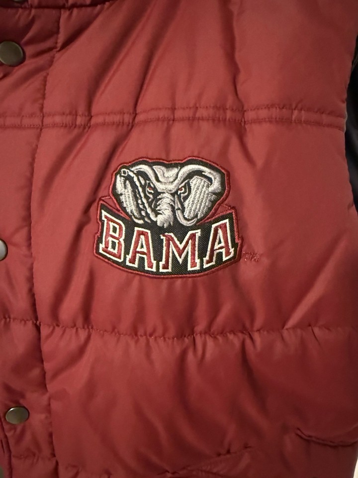 Vintage Bama Game Day Cozy Embroidered Puffer Vest Size Medium Red | eBay