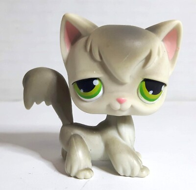 LPS Littlest Pet Shop #20 Gray & White Angora Cat w/Green Eyes | eBay