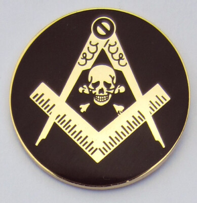 Masonic Square & Compasses w/ Skull Round Lapel Pin Mason (SCA-2019 ...
