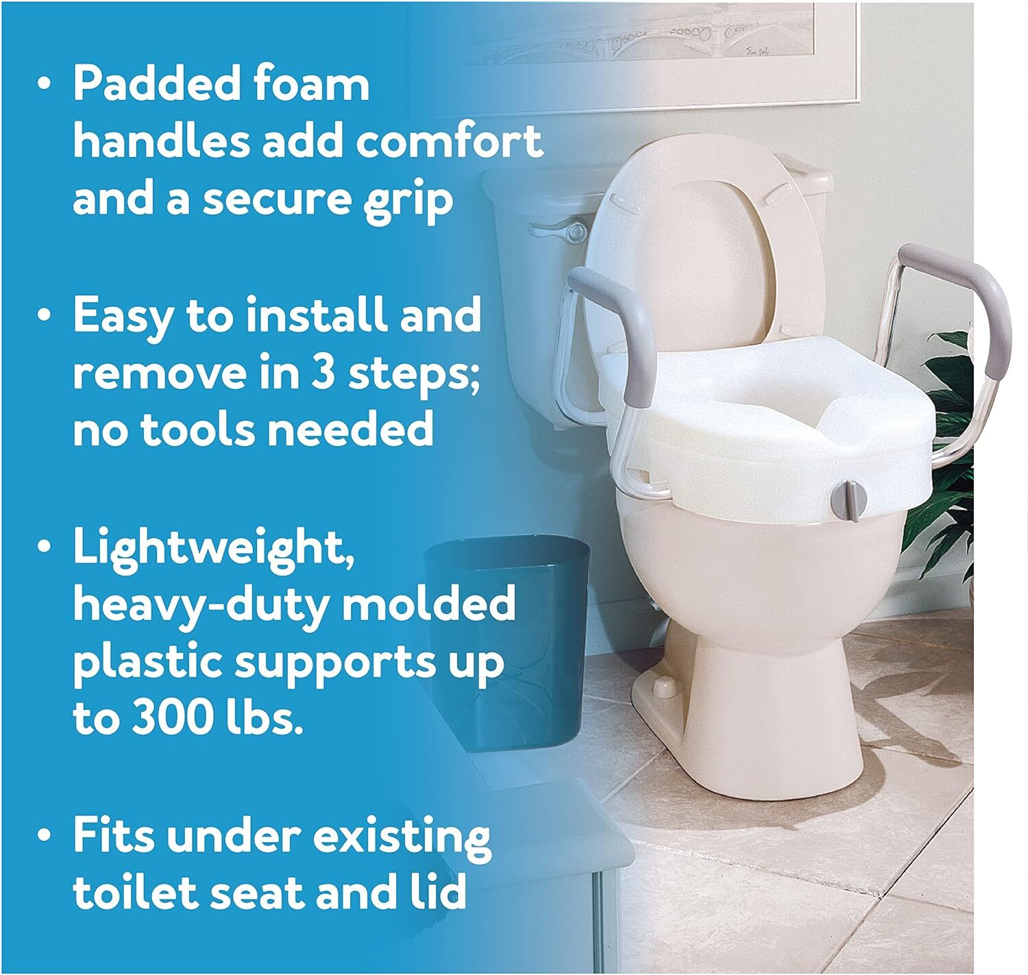 Raised Toilet Seat with , 5 Inch Elevated Handicap Toilet Seat Riser ...