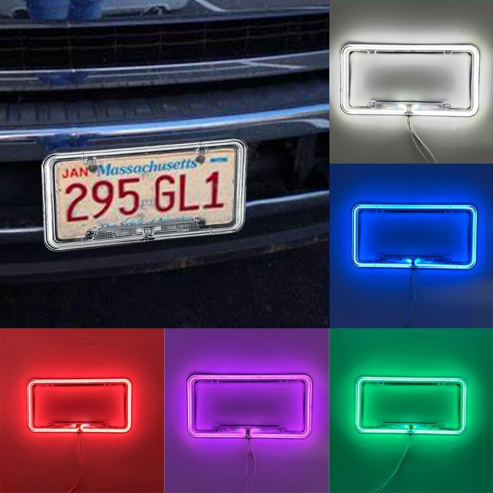 Universal Neon License Tag Frame With LED Light Car SUV Coupe Front ...