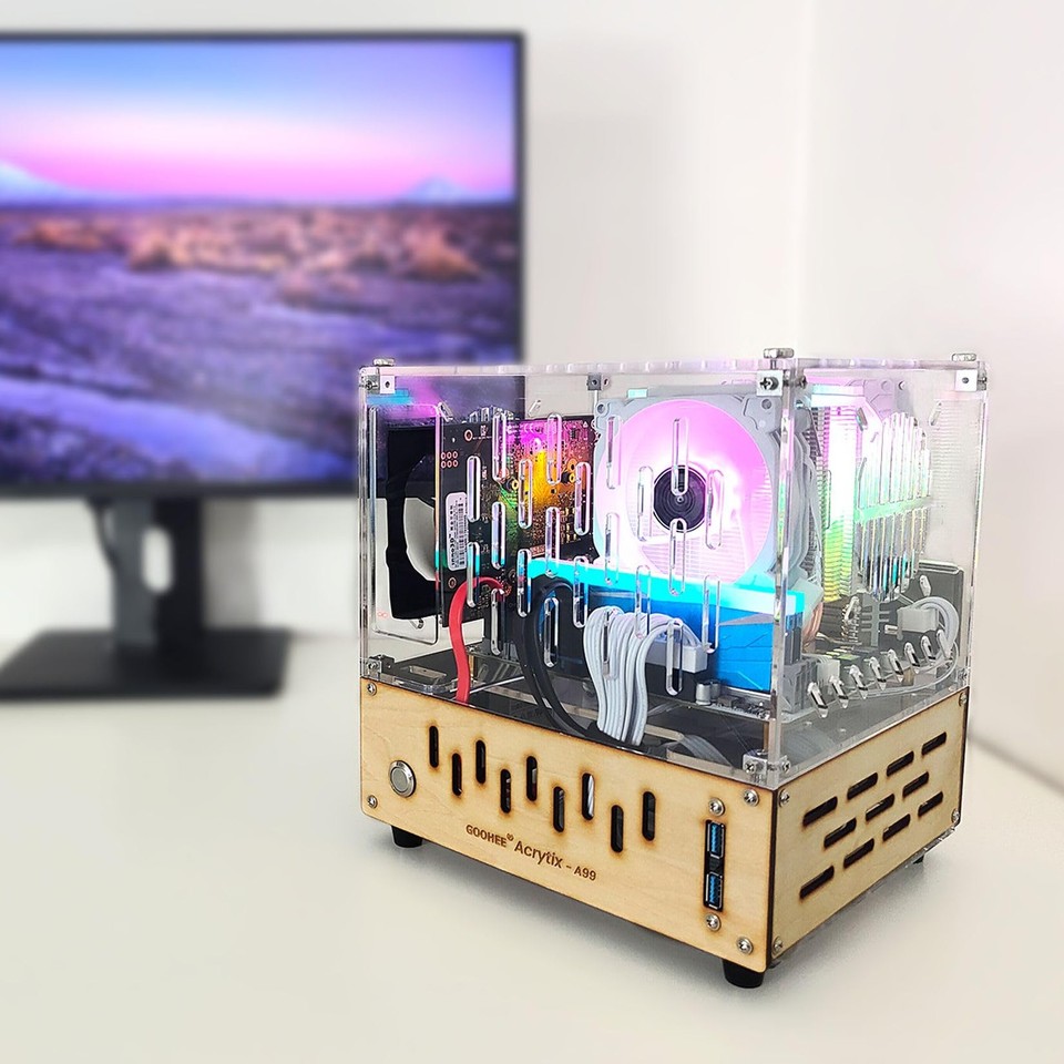 ITX PC Case Premium Clear Arcylic and Wood PC Case Unique Small Gaming ...
