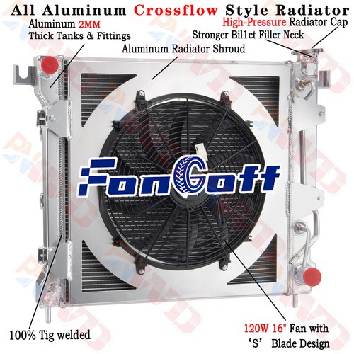 2 Row Radiator Shroud Fan For 1997-1999 Dodge Dakota Durango 5.2L 5.9L ...
