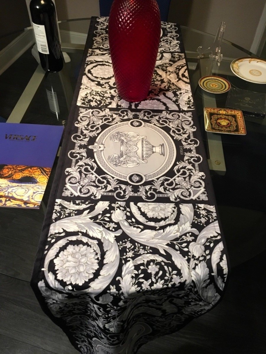 Versace Table Runner Broken Tree Black White Gold: Placemat – The