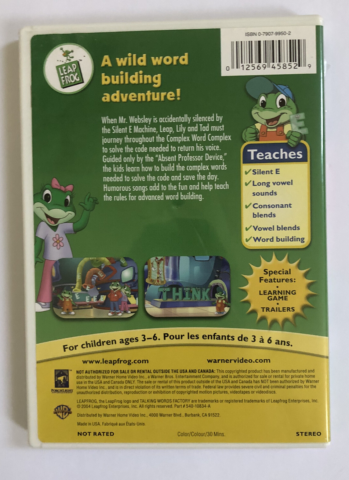 Leap Frog Talking Words Factory 2 - Code Word Caper (DVD 2004) Learning ...