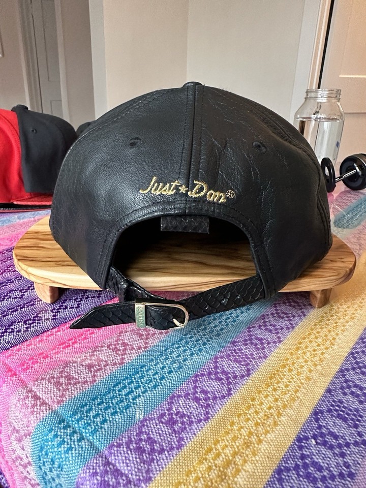 Air Jordan x Just Don Hat Men Black Jumpman Strap Back Cap Goat Leather ...