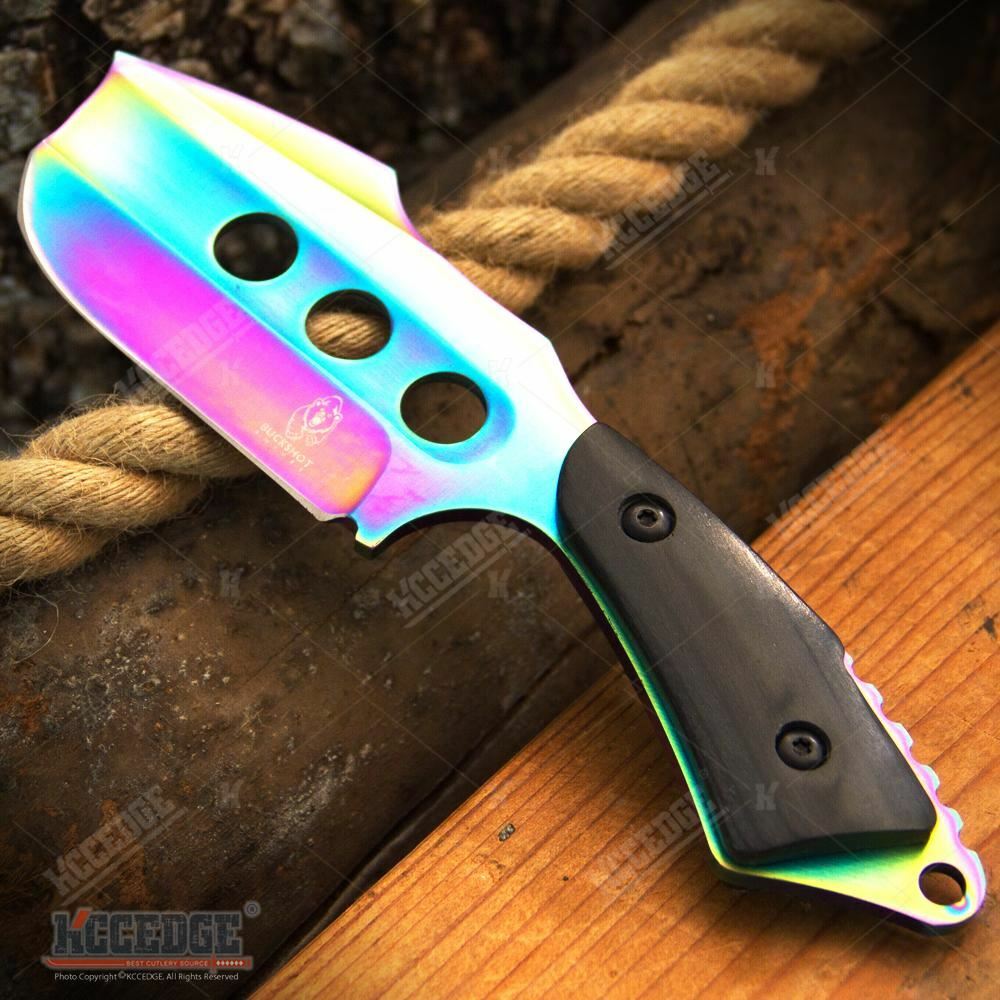 7" Full Tang Cleaver Tactical Fixed Blade w/ Wooden Hand Outdoor ...