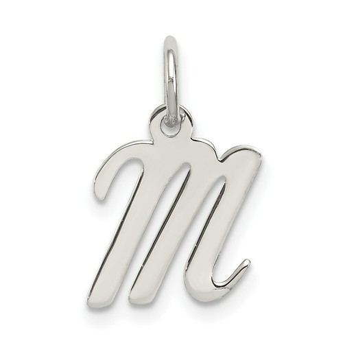 Sterling Silver Small Script Letter M Initial Charm Pendant 0.63" | eBay
