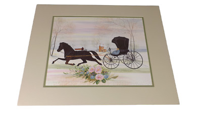 RARE LARGE 16" x 20" PRINT BY JOHN MATASSA MATTED HORSE BUGGY AMISH ART ...