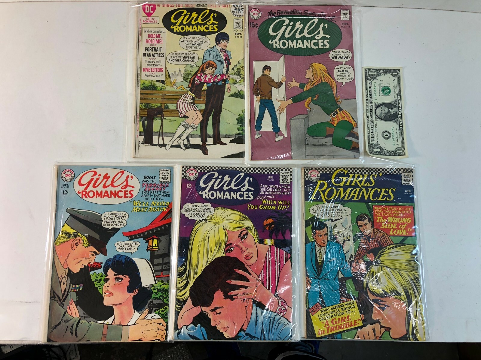 Lot of 5 Vintage DC Comic Books "Girls' Romance" / Love & Romance ~ 1-S ...