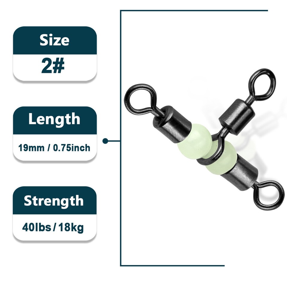 3 Way Swivels 15~30Pcs Fishing Swivel Tackle Saltwater Fishing Line ...