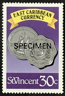 St Vincent #SG1105 MNH Specimen 1987 Caribbean Currency Coins Perf 15 ...