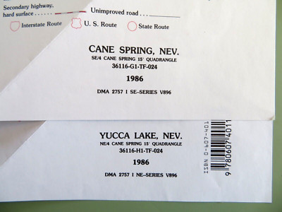 USGS TOPO MAPS Yucca Lake 1986 + Cane Springs 1986 Nevada Test Site ...