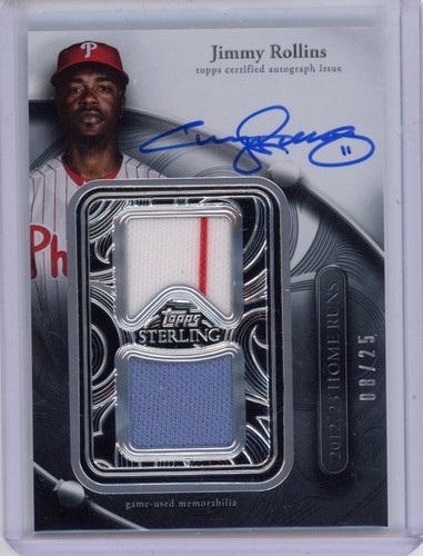 2024 Topps Sterling Swings Dual Relic Auto Jimmy Rollins #8/25 Phillies ...