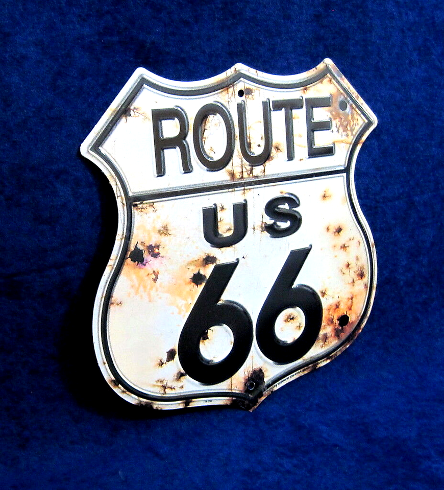ROUTE 66 Rusty Shield -*US MADE* Embossed Metal Sign - Man Cave Garage ...