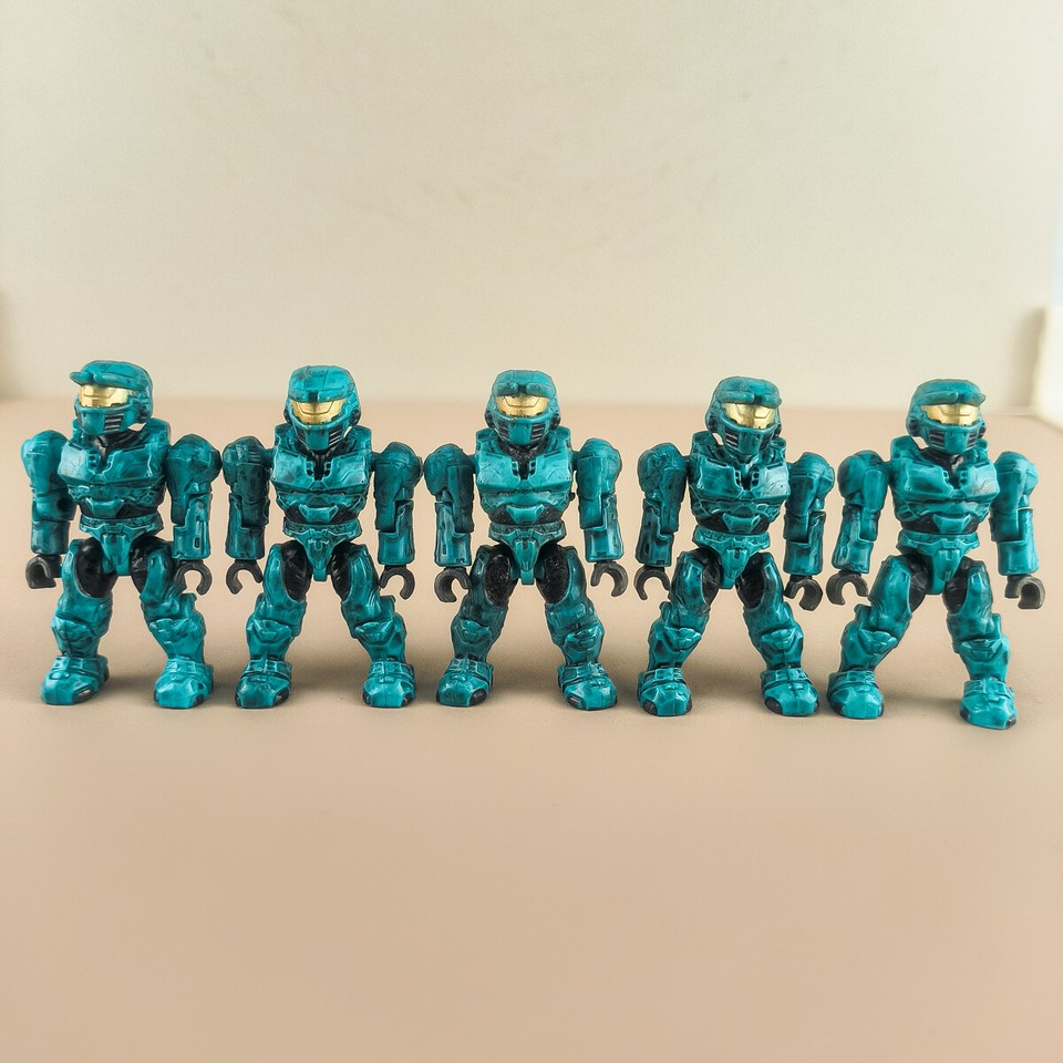 5x Halo Mega Construx Bloks Spartan Mini Figure Cyan Spartan Mark IV ...