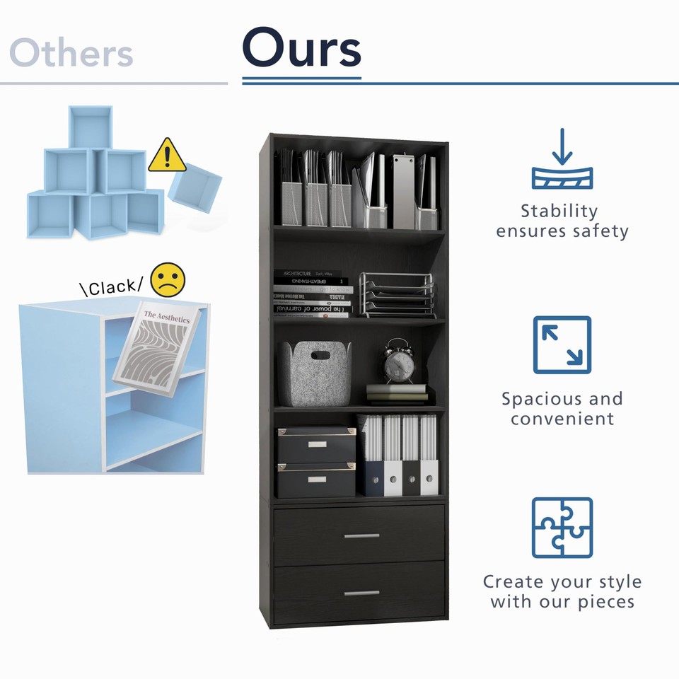 Apexa 2-Tier Cube Storage Organizer Shelves, Stackable Wood Bookcase ...